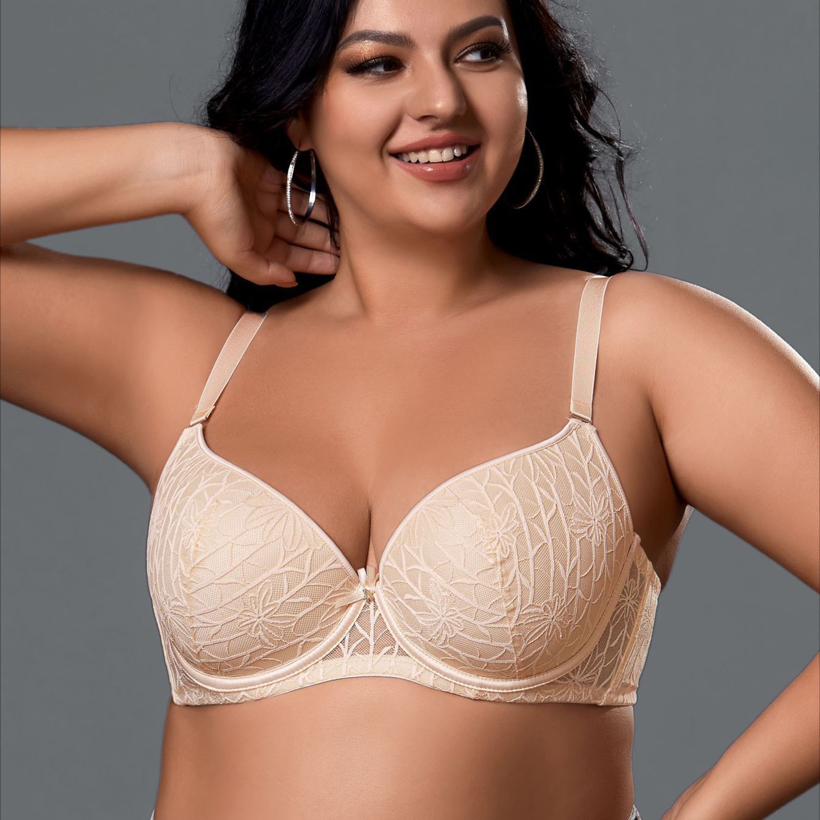 SMihono Women's Push Up Lace Bra Demi Comfort Padded Add Comfy Underwire Lift Up Bra Soft Lace ...