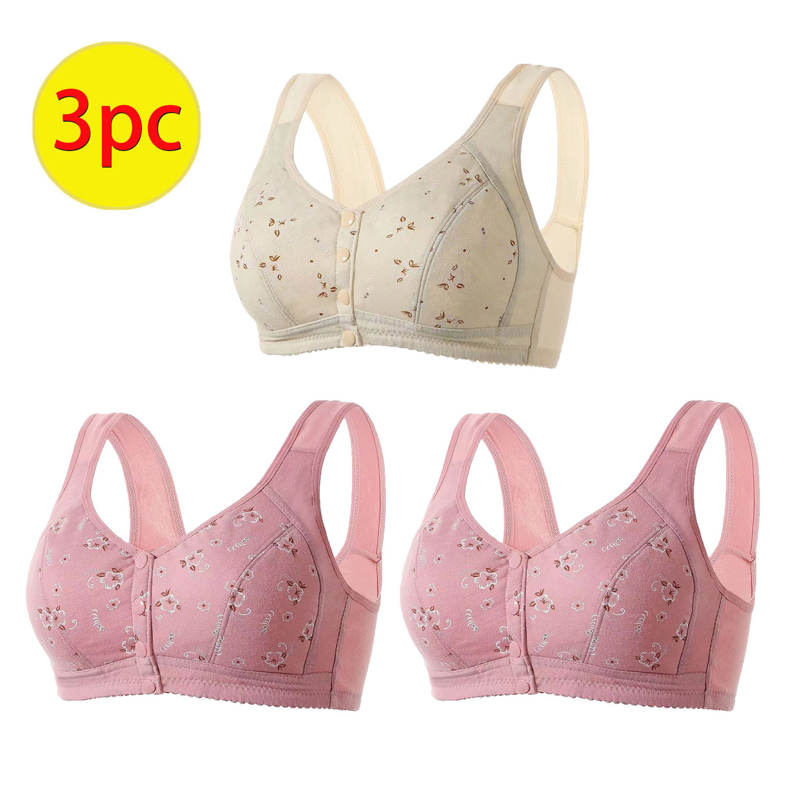 SMihono Deals 3 Pack Daisy Bras, Lisa Charm Bras, Lisa Charm Bras Front Snaps Comfortable ...