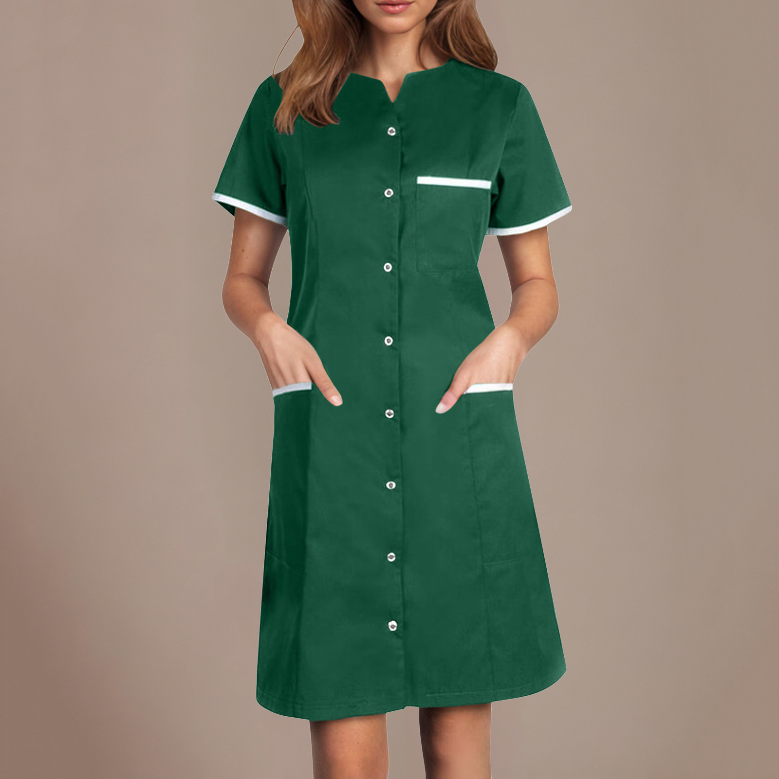 Hot Days, Bold Styles SMihono Nurses Scrubs Dress Uniforms Women V-Neck Short Sleeve Button Down ...