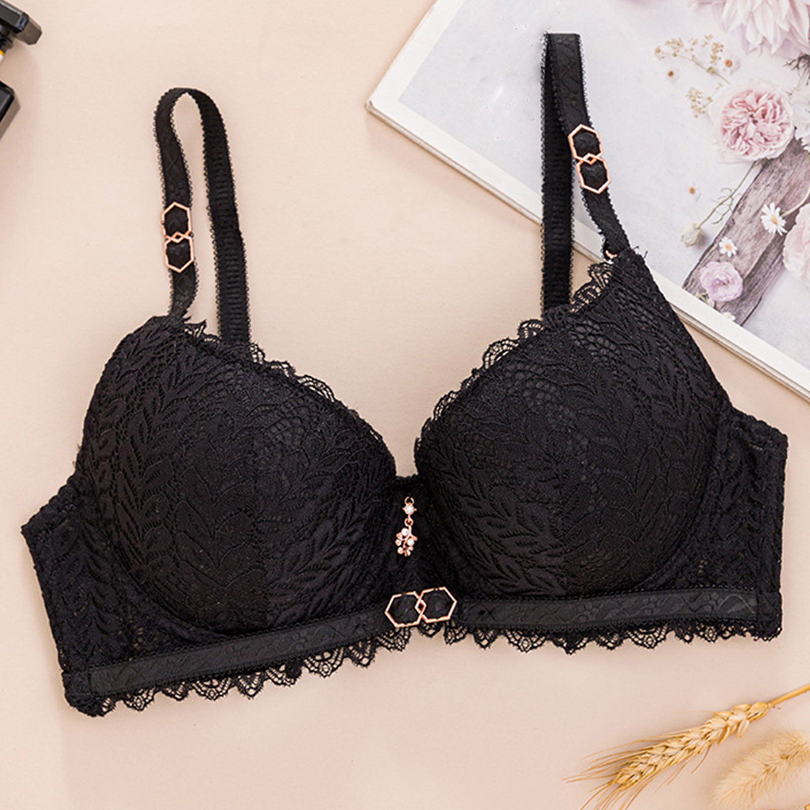 SMihono Savings Women's Sexy Balconette Push Up Bra Underwire Lace Demi Padded Plunge Bra Shelf ...